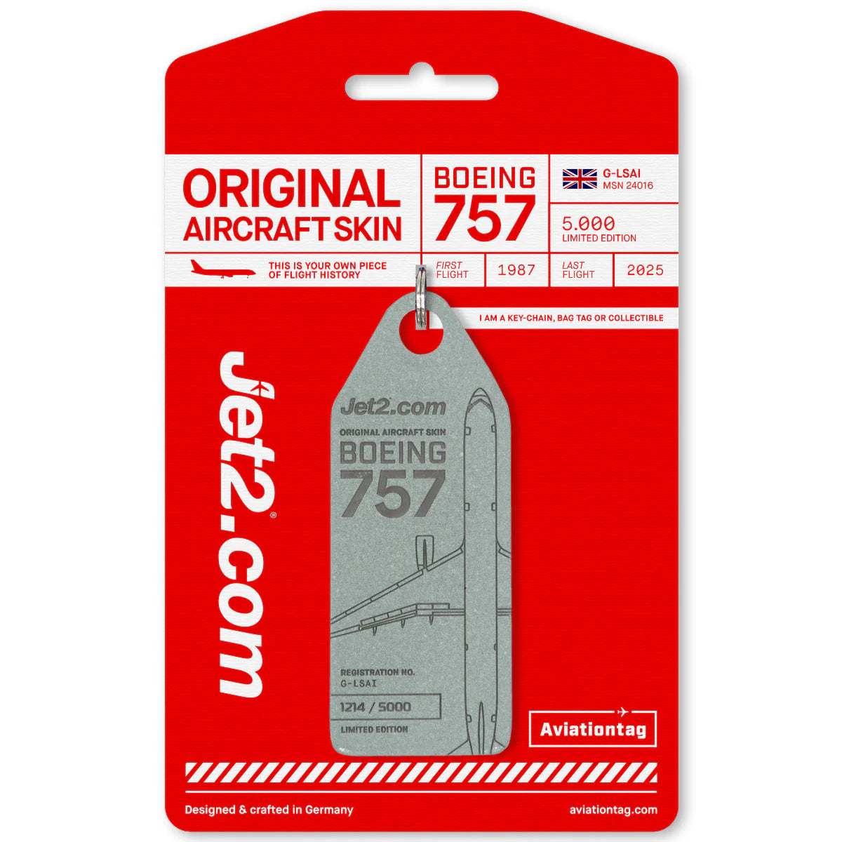 AviationTag Jet2 Boeing 757 - G-LSAI Grey – Aircraft Model Store