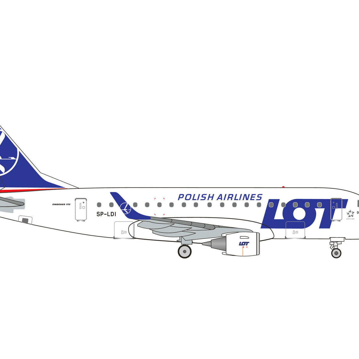 Herpa LOT Polish Airlines Embraer E170 - SP-LDI 1/500 Aircraft Scale M ...