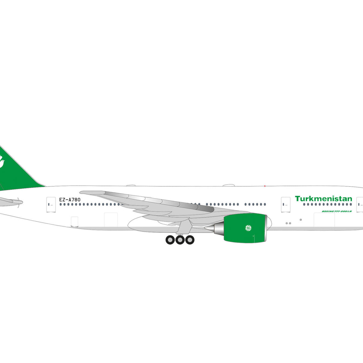 Herpa Turkmenistan Airlines Boeing 777-200LR EZ-A780 1/500 Scale ...