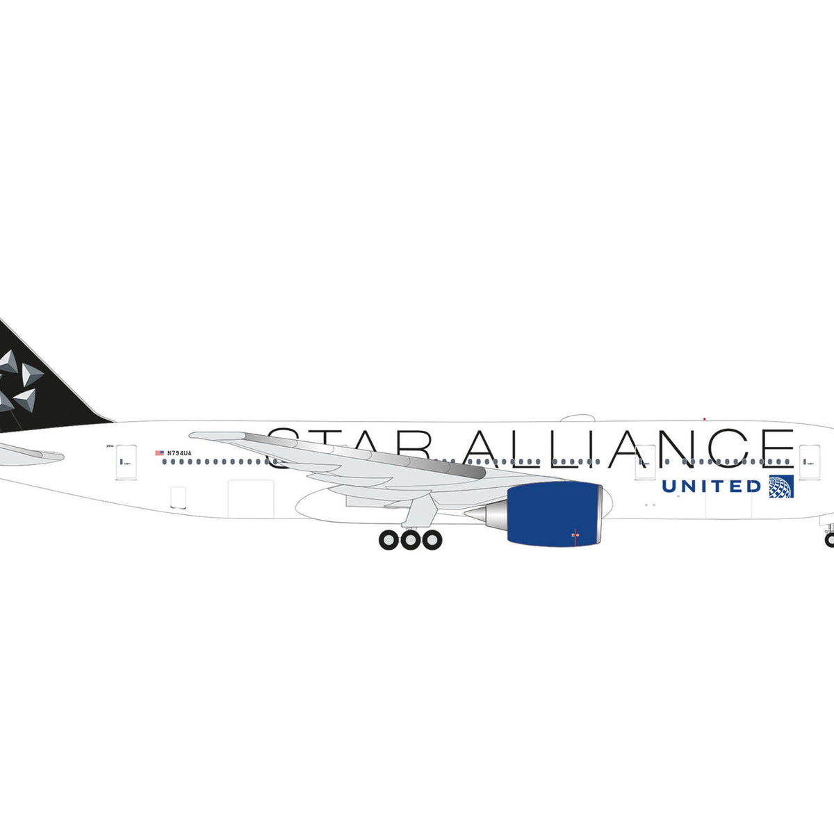 Herpa United Airlines Boeing 777-200 "Star Alliance" N794UA 1/500 Scal ...