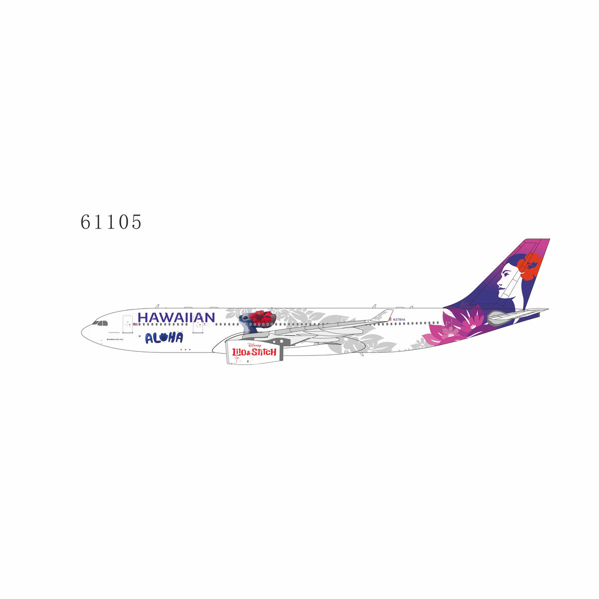 NG Models Hawaiian Airlines Airbus A330-200 N378HA 1/400 Aircraft Scal ...