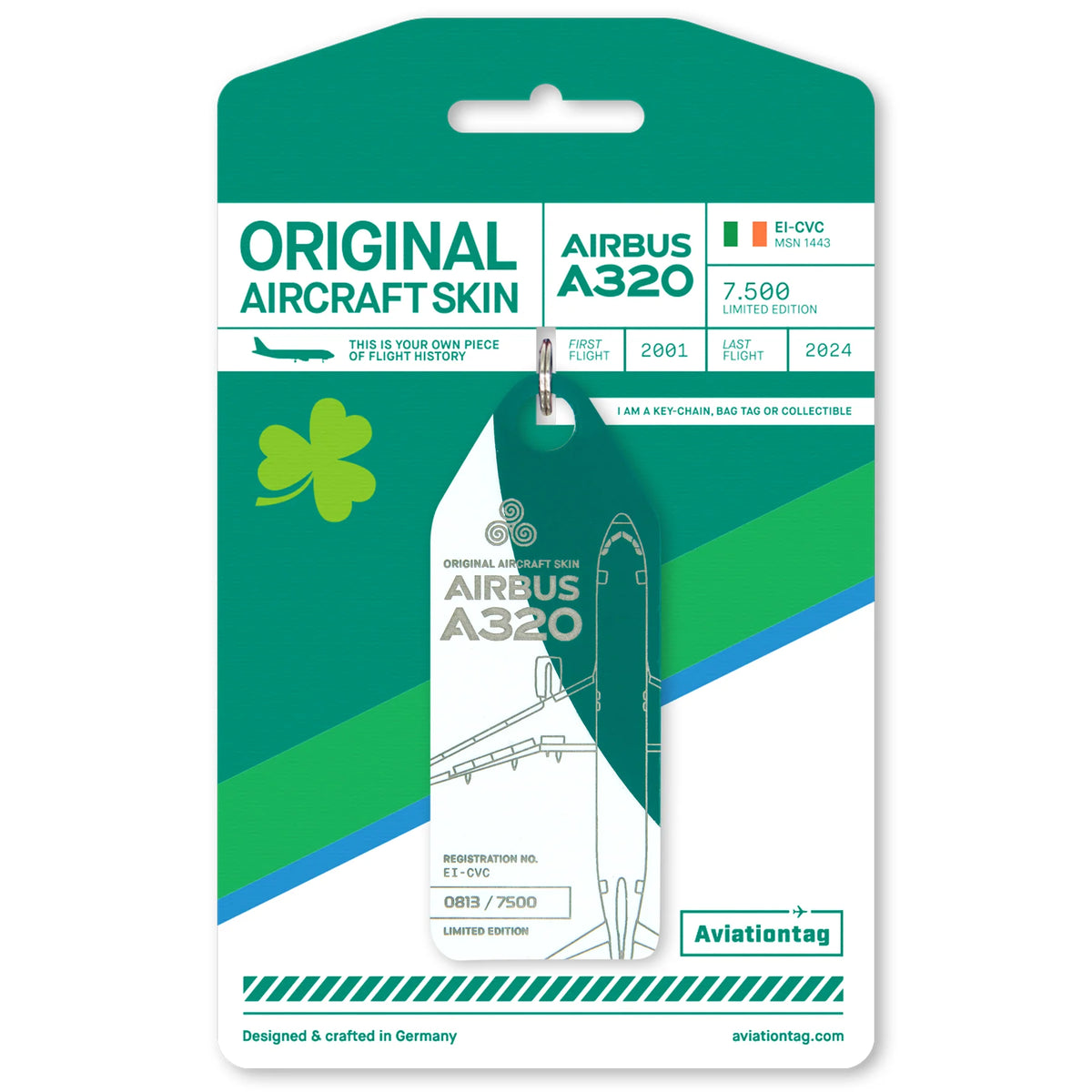 AviationTag Aer Lingus Airbus A320 - EI-CVC Green/White – Aircraft Model Store