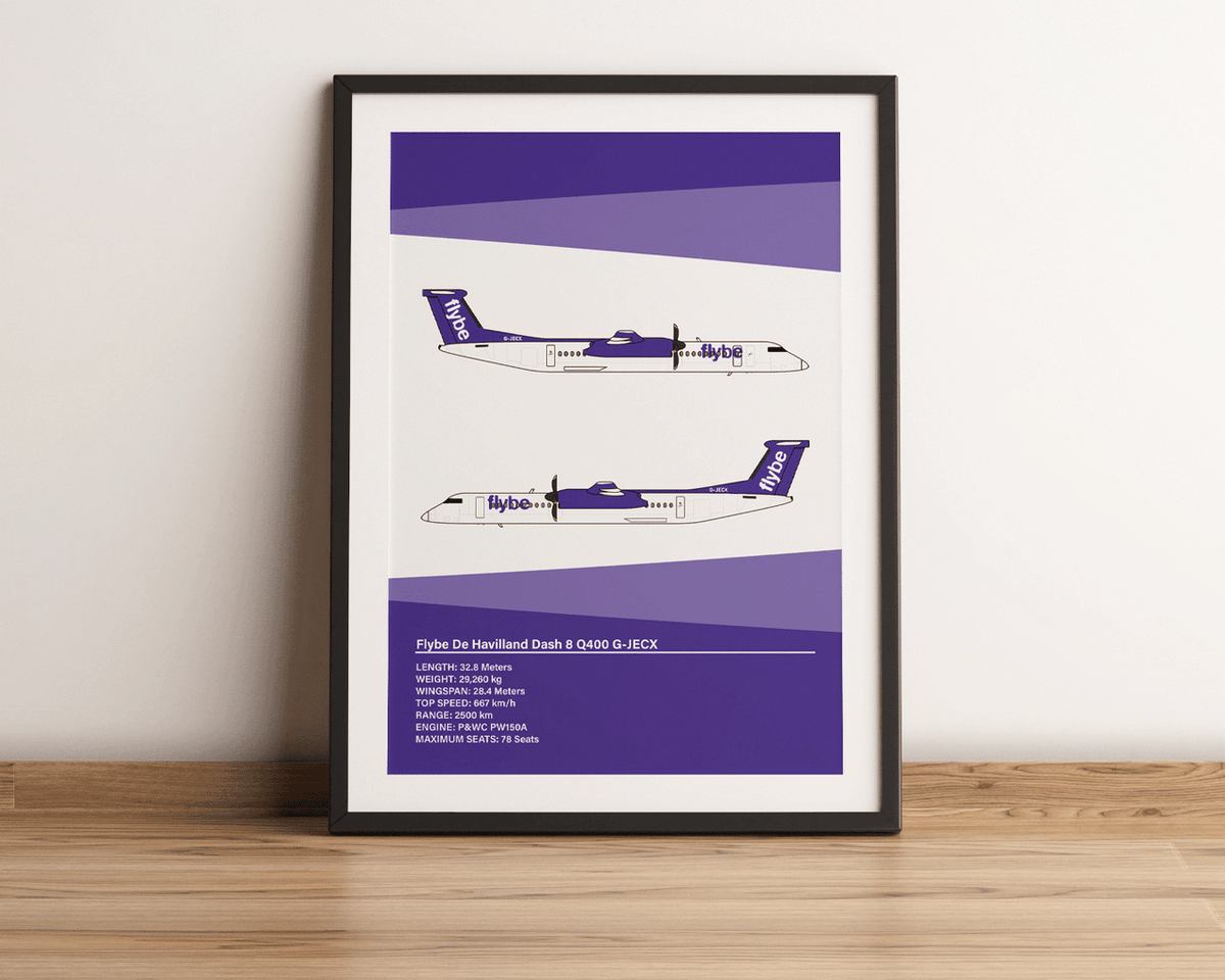 Flybe Dash 8 Q400 G-JECX A3 Portrait Poster - Aircraft Model Store