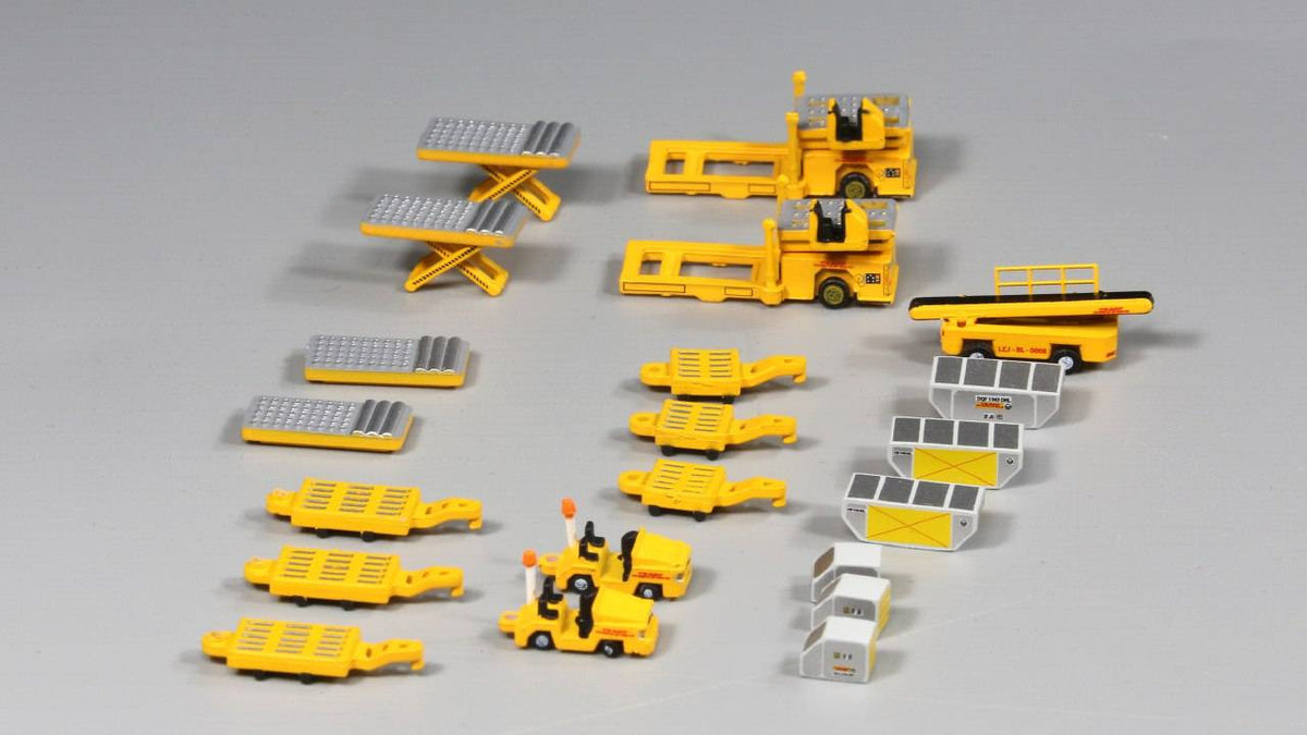 DHL GSE Cargo Loaders, Tows, Dollies and Container set UNLD-CG-4064 1/ ...