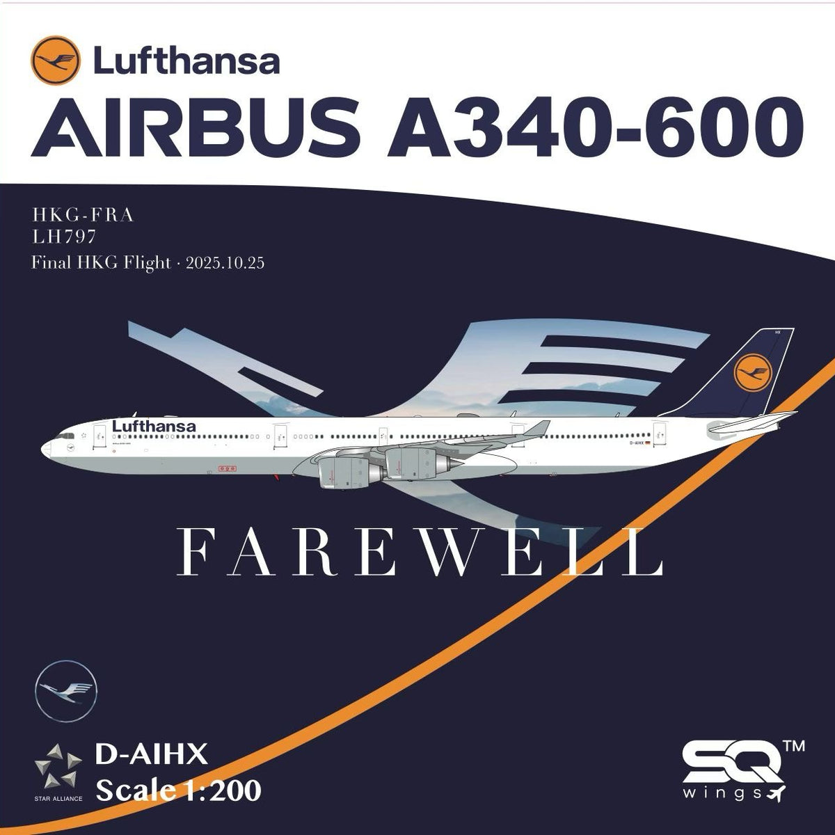 SQ Wings Lufthansa Airbus A340-600 D-AIHX 1/200 Aircraft Scale Model ...