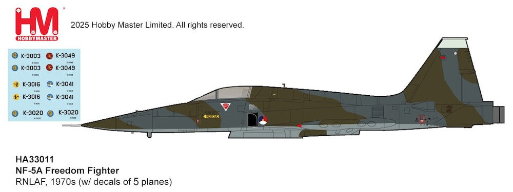 Hobby Master NF-5A Freedom Fighter RNLAF, 1970s (w/ decal for 5 planes ...